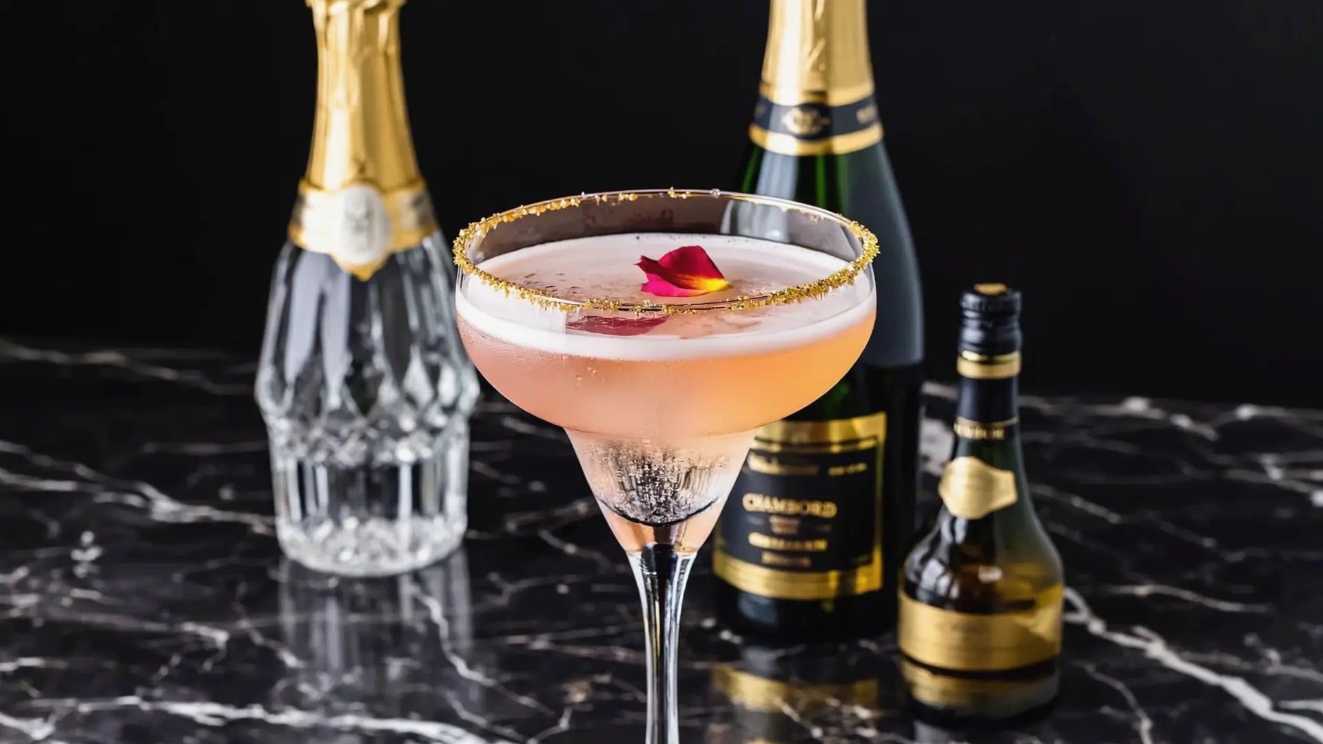 Elegant Champagne Cocktail Recipe | Rose Gold Royale for a Light NYE Toast